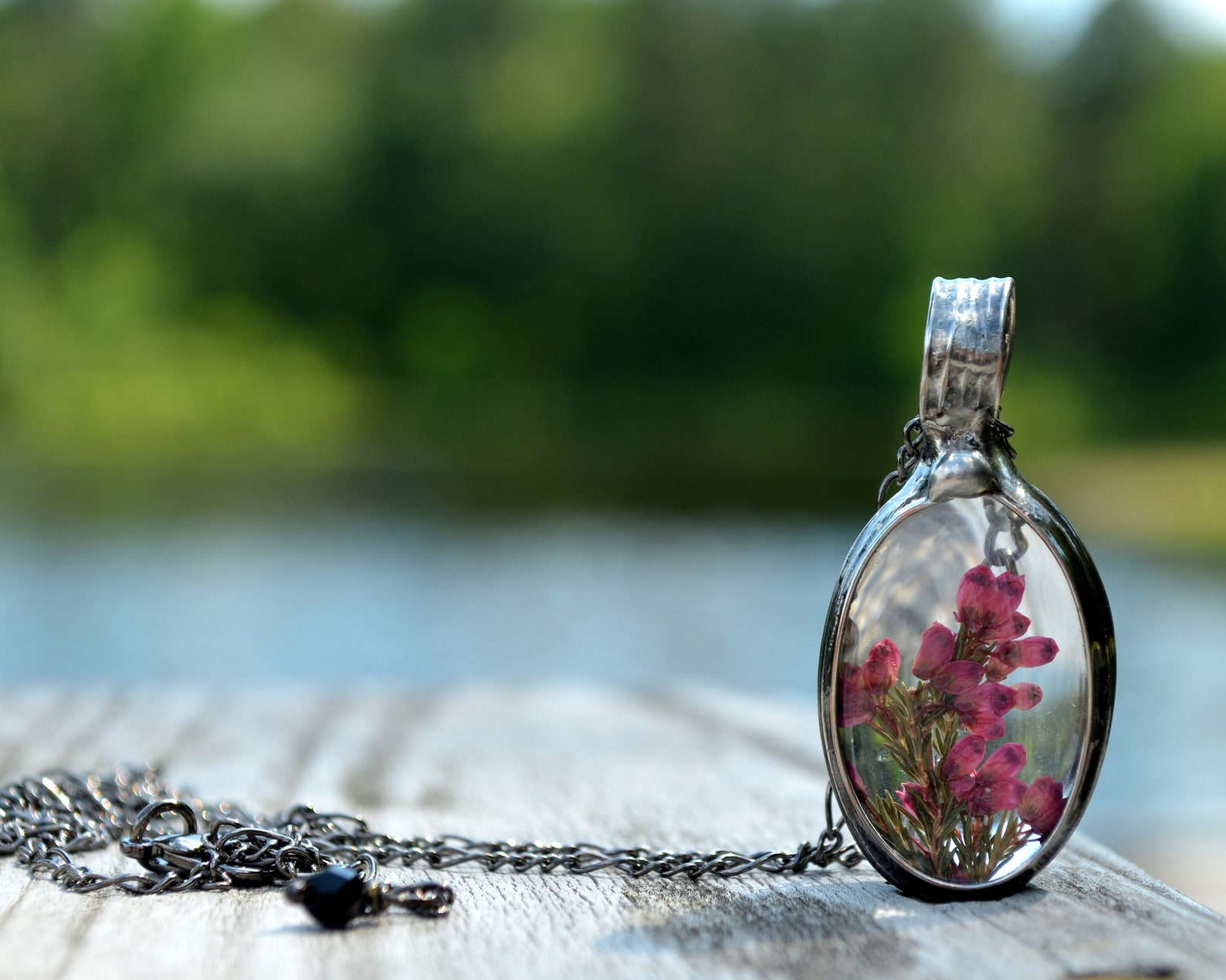 Pressed Flower Jewelry Scottish Heather Necklace Pink Flower - Etsy