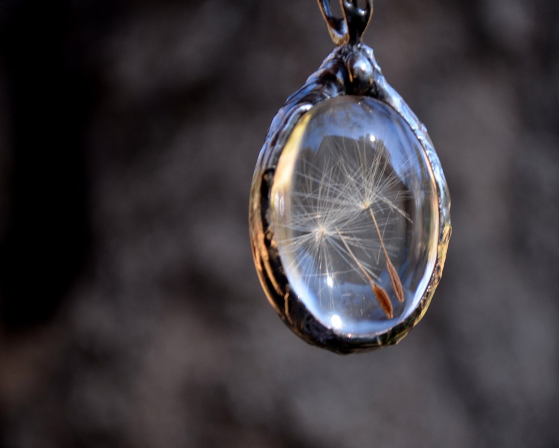 Wish Necklace Dandelion Necklace Made With Real Dandelion - Etsy