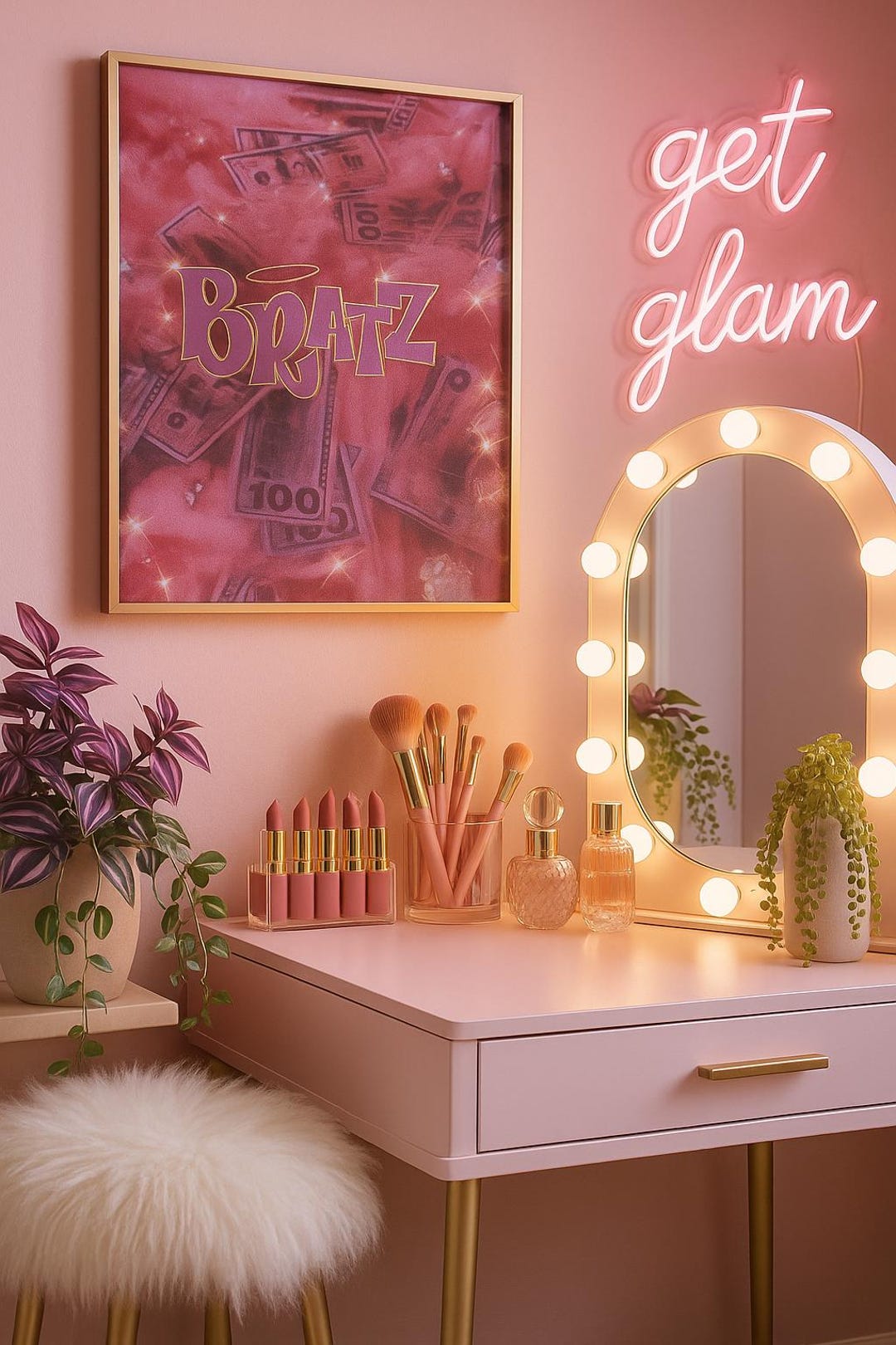 Bratz Money Vibes | Y2K Pink Aesthetic Digital Art | Baddie Wall Decor ...