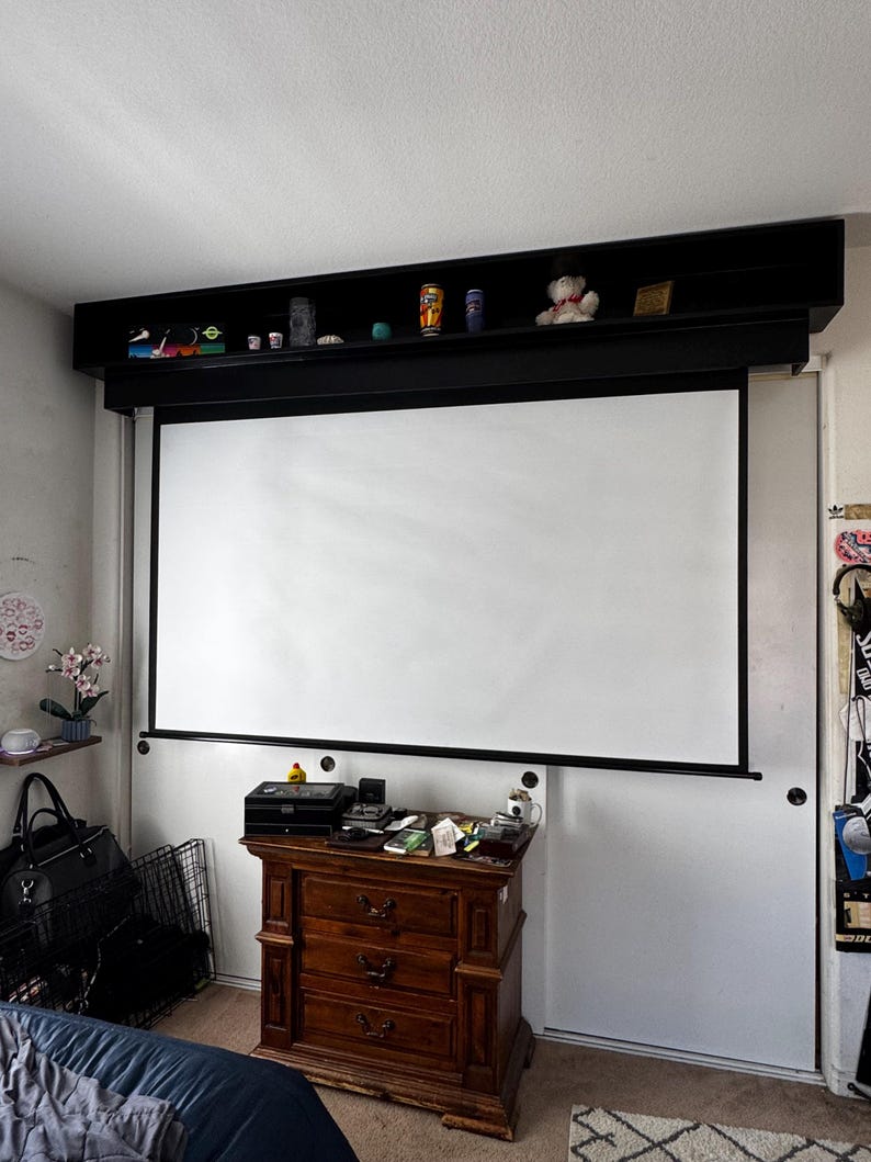 Theatreshelf (floating Shelf, With Built In, Remote Projector Screen ...