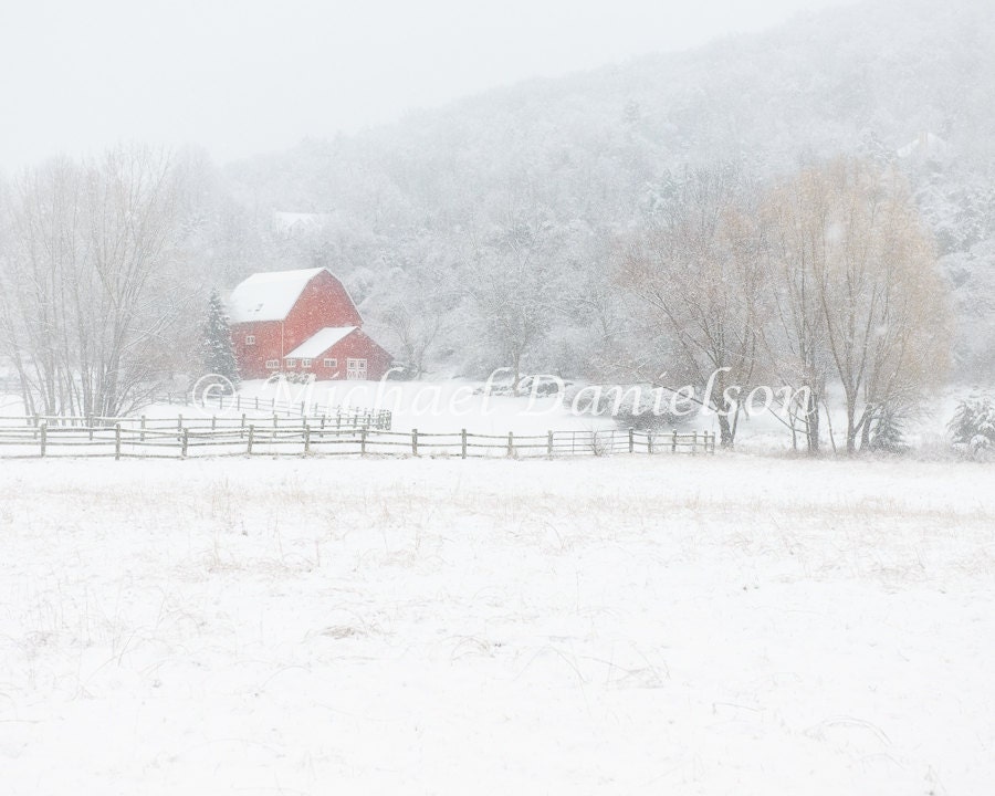 Red Barn in Winter Snow Kent Connecticut Photograph Print 8x10 - Etsy