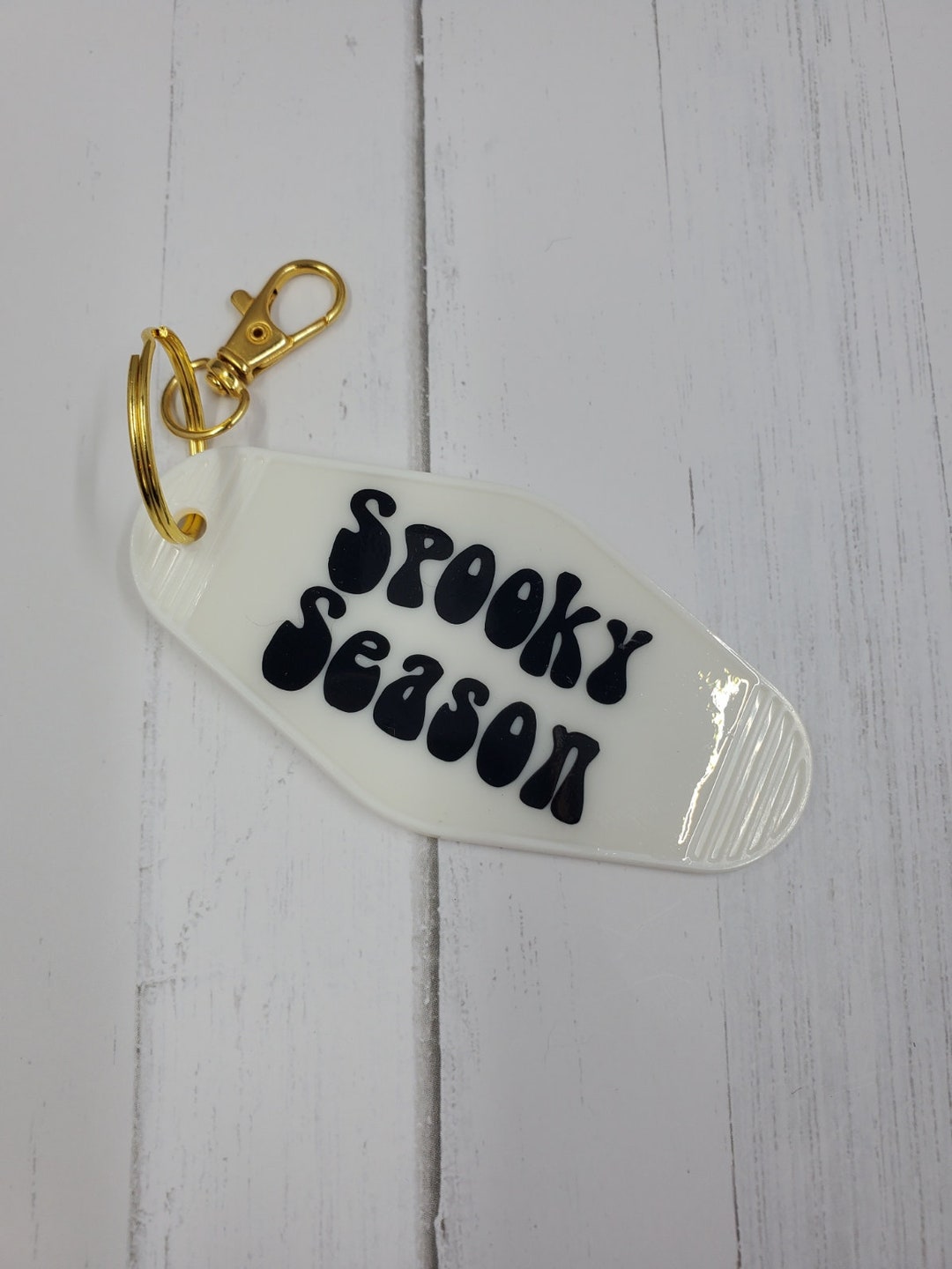 Halloween Retro Style Motel Key Chain, Spooky Season Key Ring, Gold ...