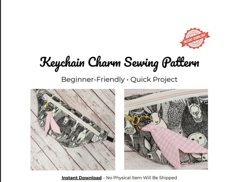 3 Beginner Sewing Patterns Bundle: Scrunchie, Bag Charm, Scarf Keychain ...