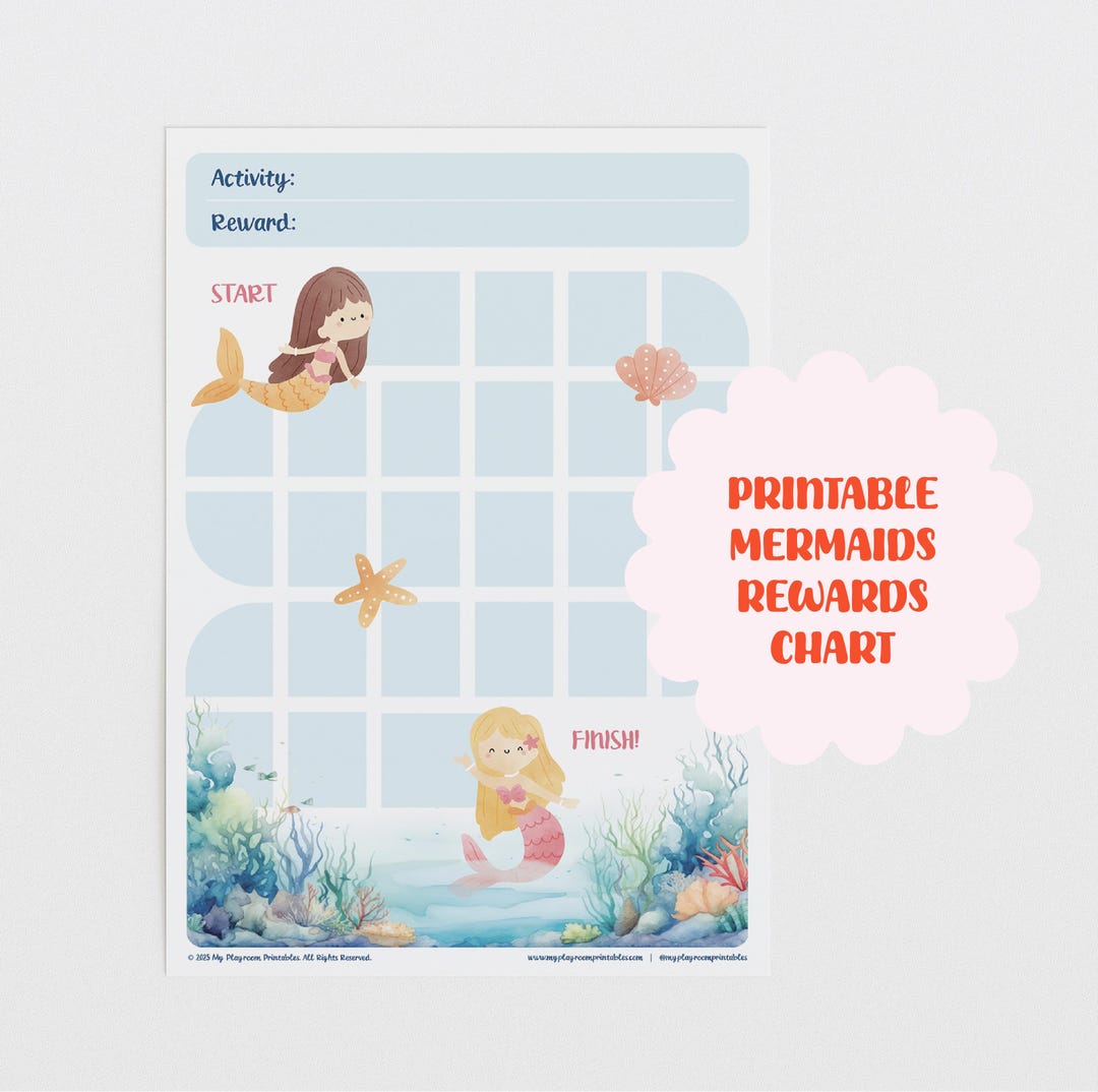 Printable Mermaids Rewards Training Chart for Kids & Toddlers – Great ...
