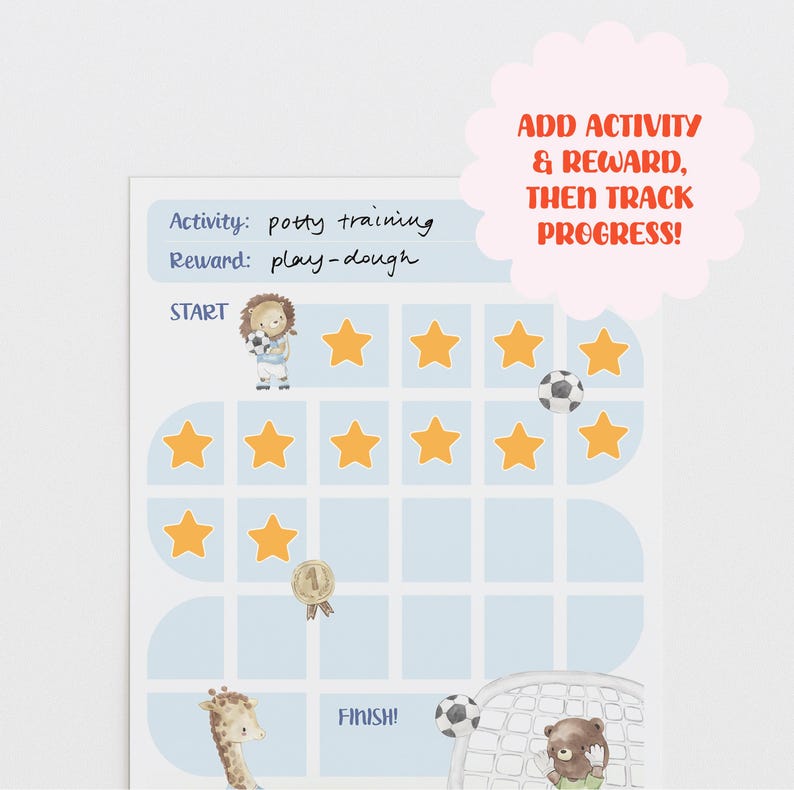 Printable Football/soccer Rewards Training Chart for Kids & Toddlers ...