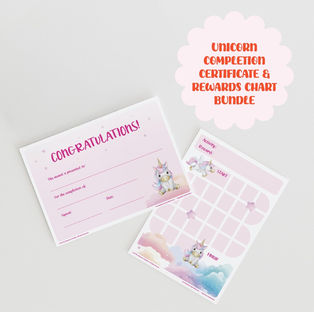 BUNDLE – Printable Unicorn Training Chart and Certificate of Completion ...