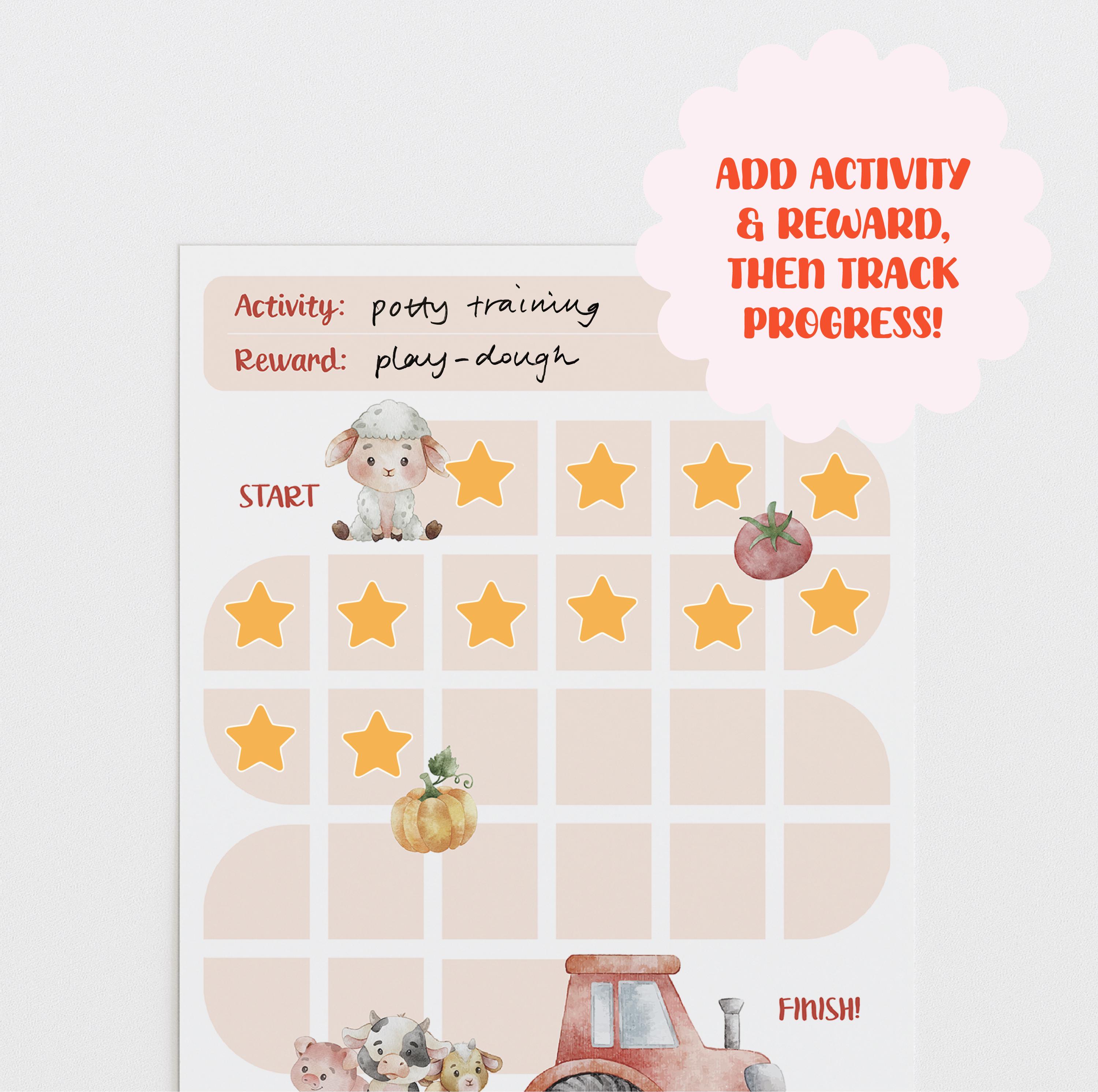 Printable Farm Animals Rewards Training Chart for Kids & Toddlers ...