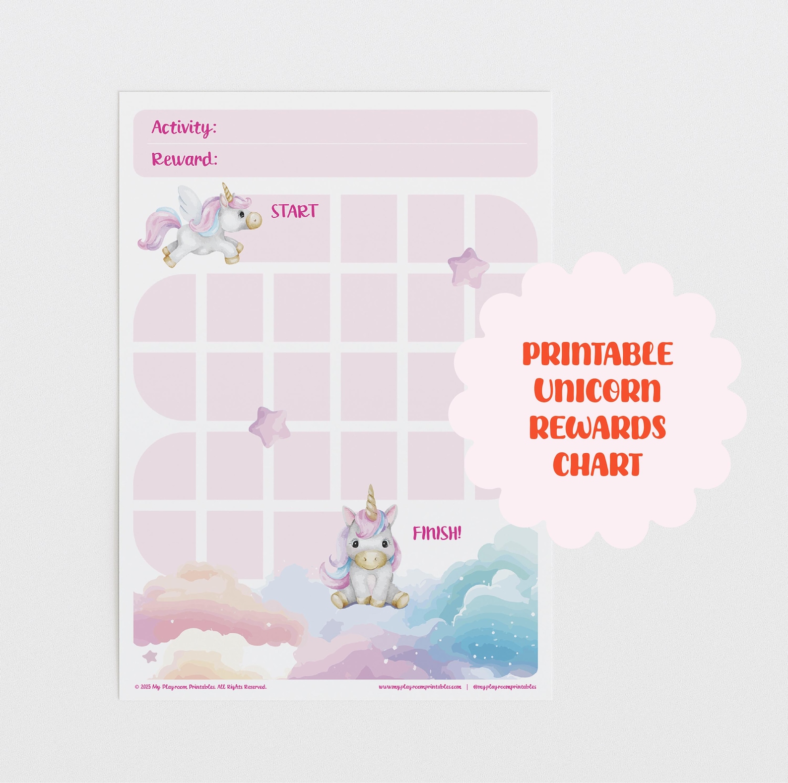 Printable Unicorn Rewards Training Chart for Kids & Toddlers – Great ...