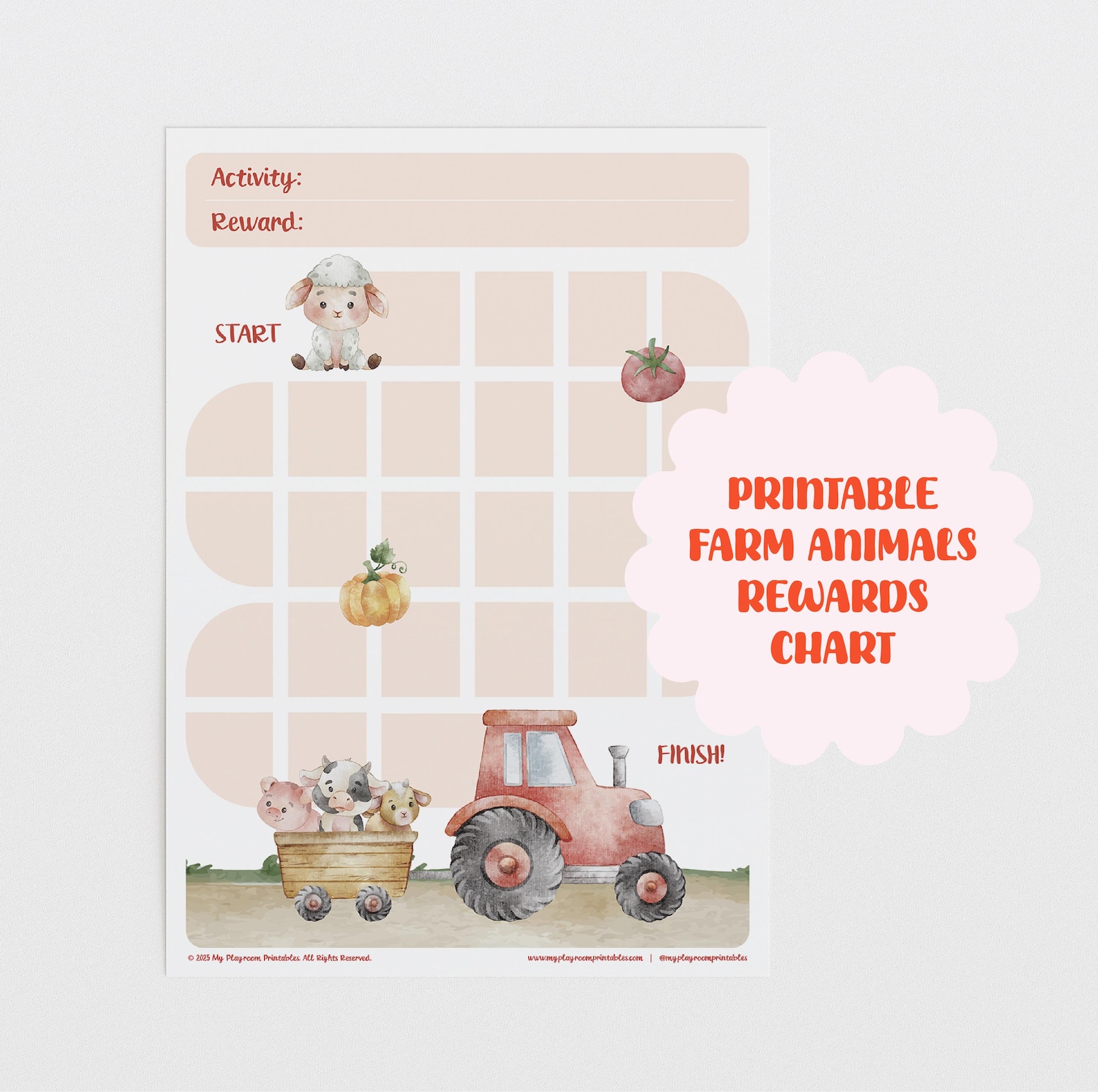 Printable Farm Animals Rewards Training Chart for Kids & Toddlers ...