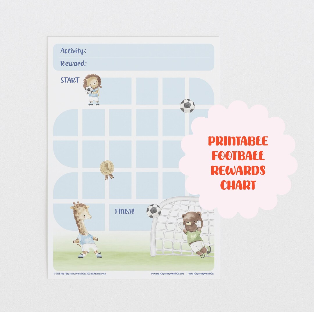 Printable Football/soccer Rewards Training Chart for Kids & Toddlers ...