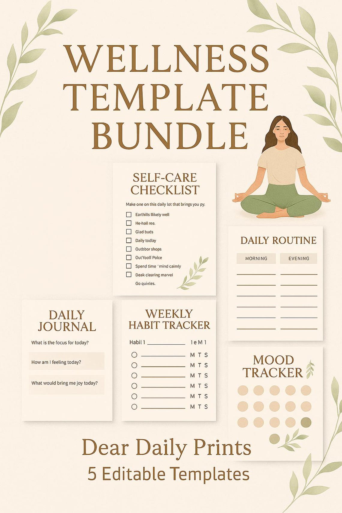 Daily & Weekly Wellness Planner Bundle – Printable Self-care Journal ...