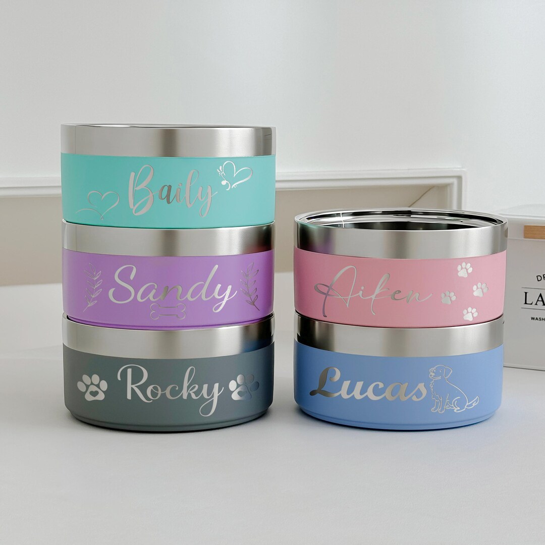 Personalized Dog Bowl/ Custom Dog Feeder Bowls Insulated/ Stainless Pet ...