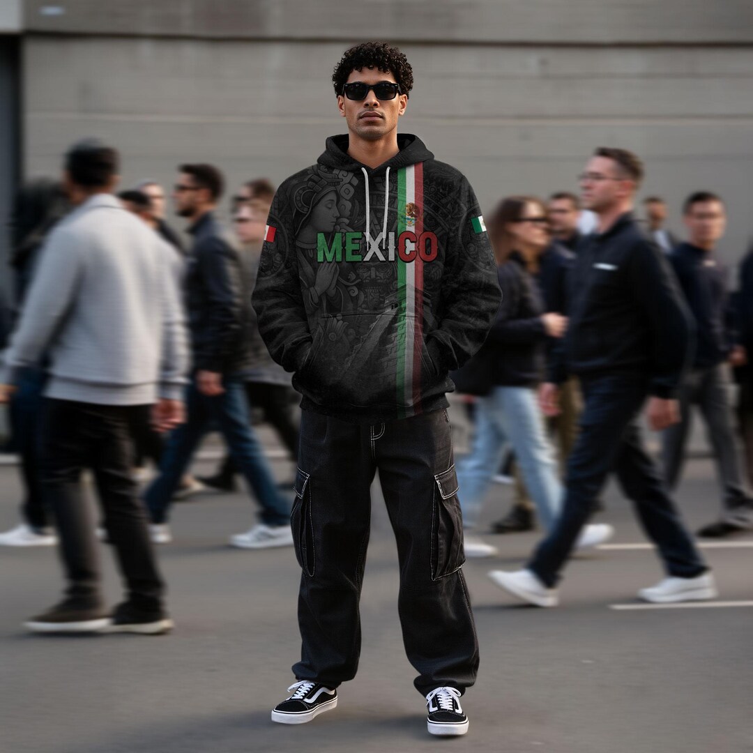 Mexico Flag Hoodie, Mexican Eagle Hoodie, Mexico Clothes Men Aztec ...