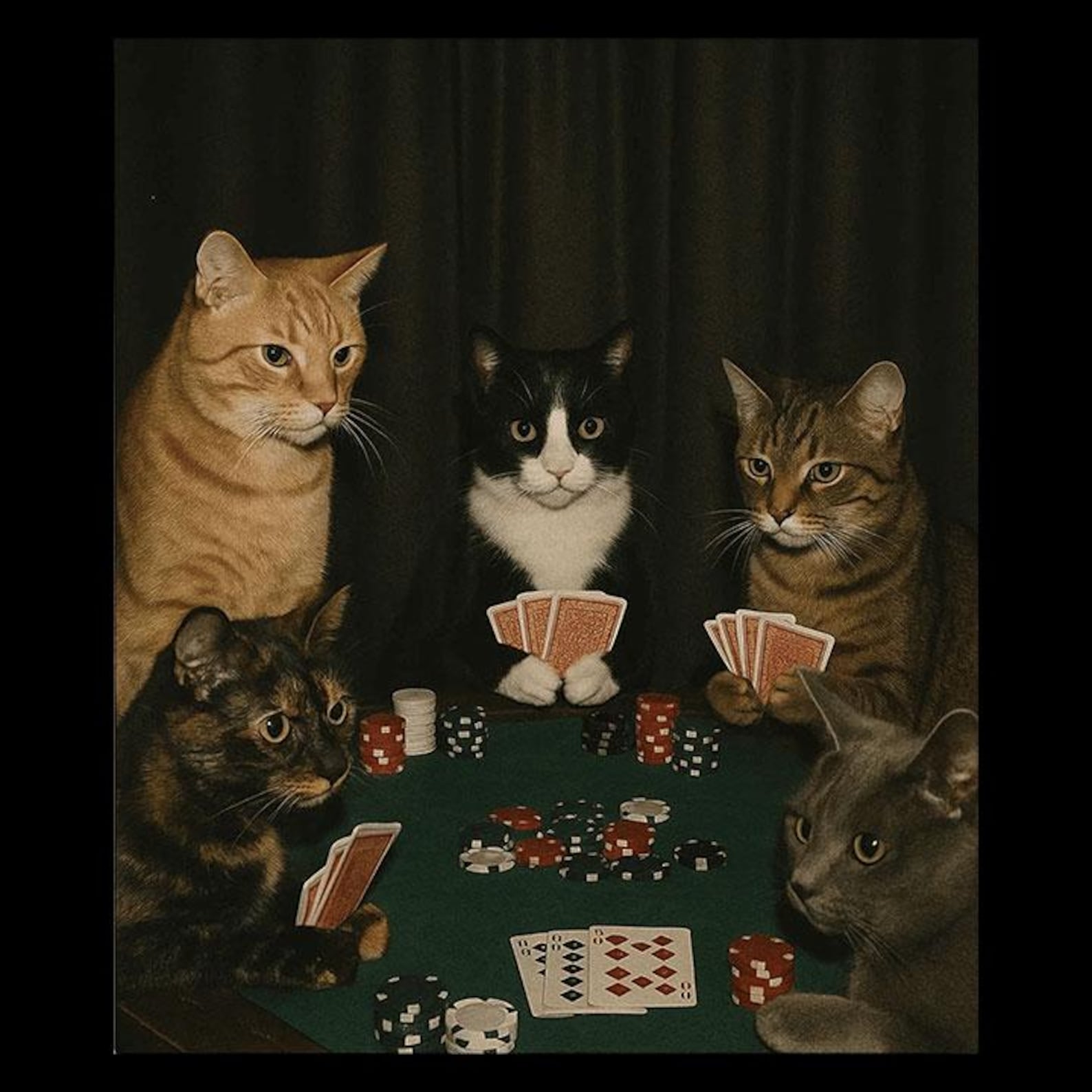Cats Playing Poker Png - Etsy