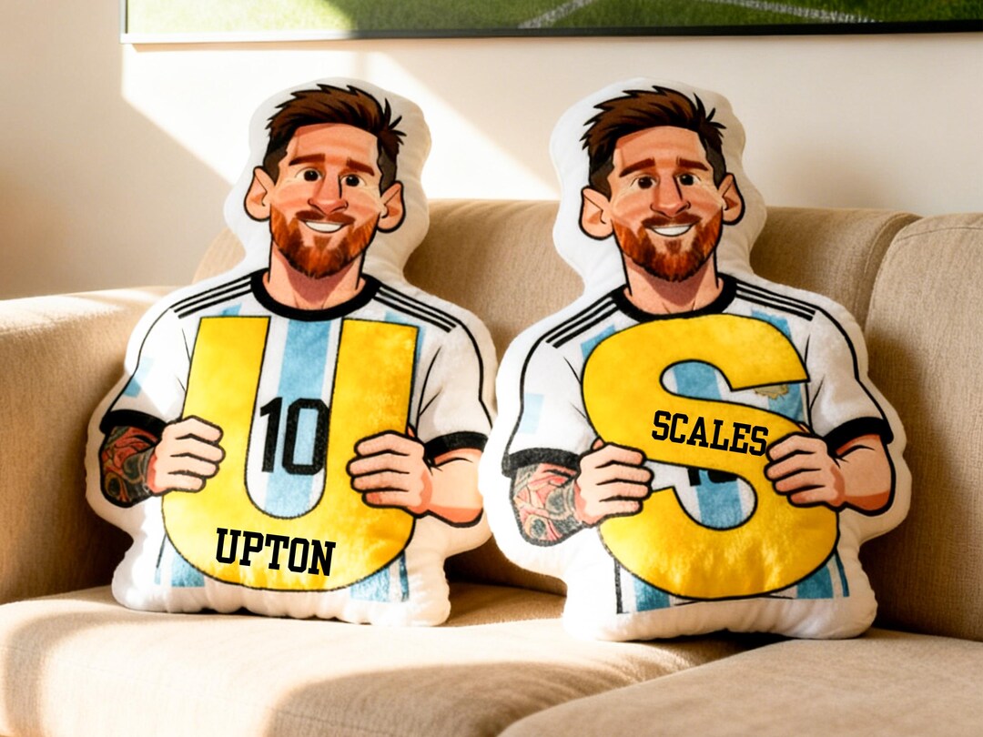 Personalized Messi Letter Pillow, Custom Cartoon Messi Pillow, Letter A ...