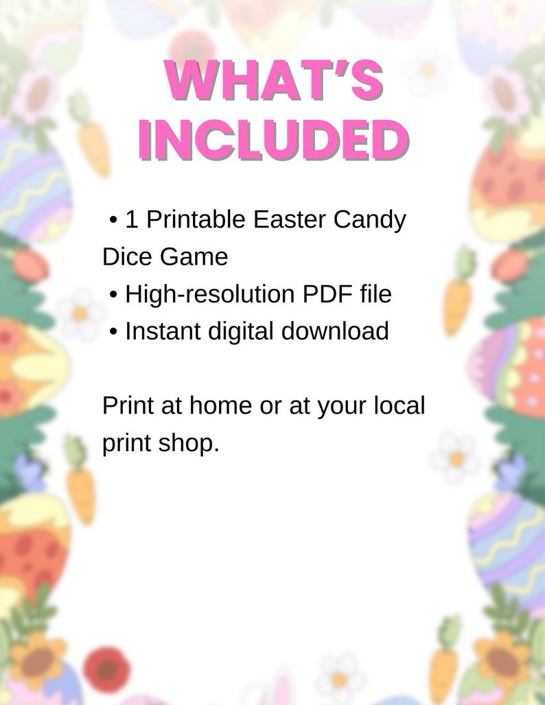 Easter Candy Dice Game | Family Party Activity (instant Download) - Etsy