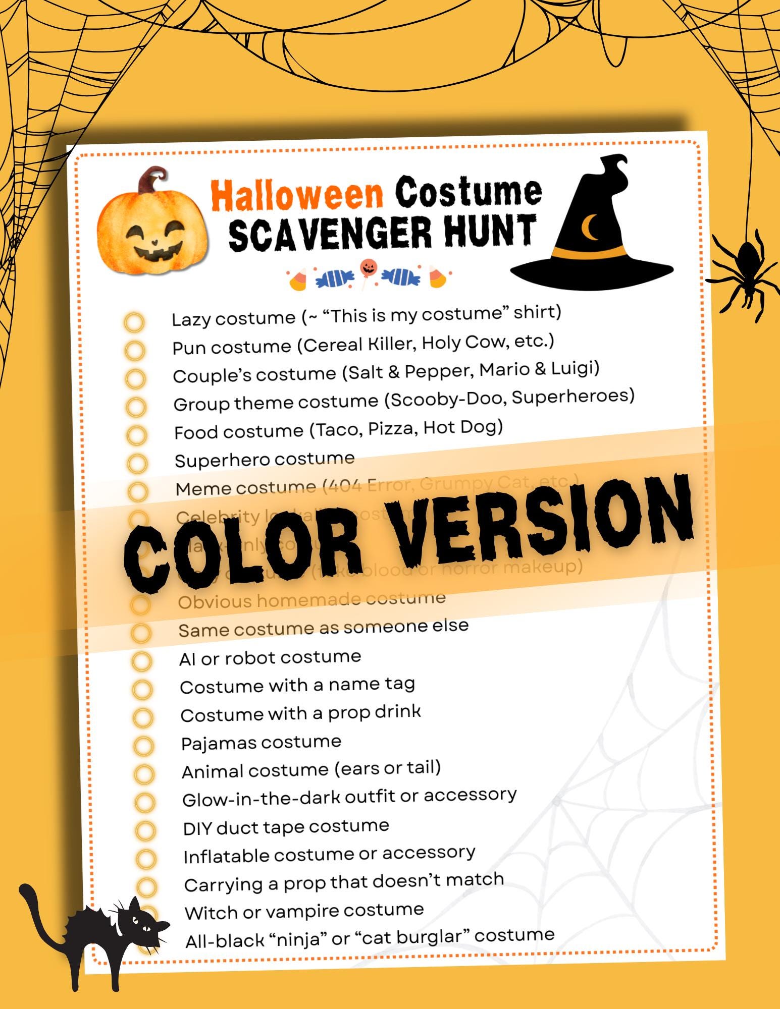 Halloween Costume Scavenger Hunt – Printable Party Game for Teens ...