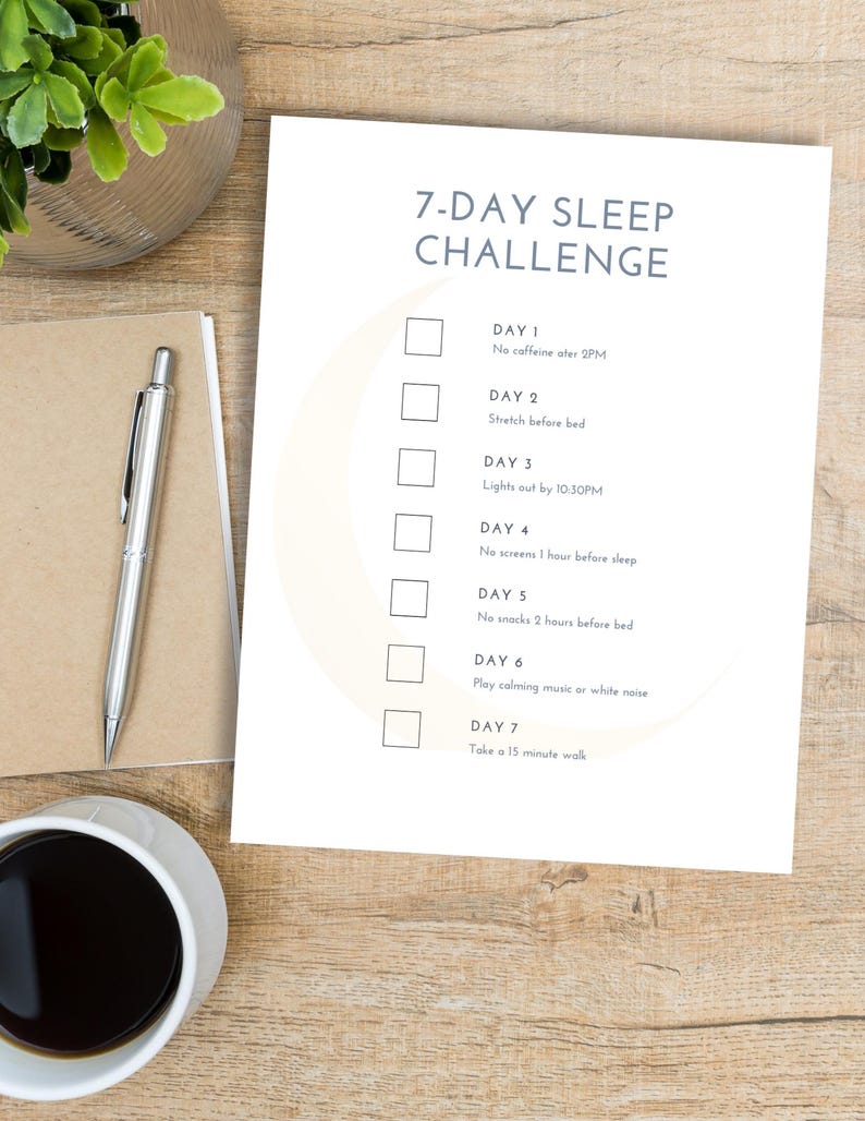 7-day Sleep Challenge Printable: Editable PDF, Habit Tracker (color & B ...