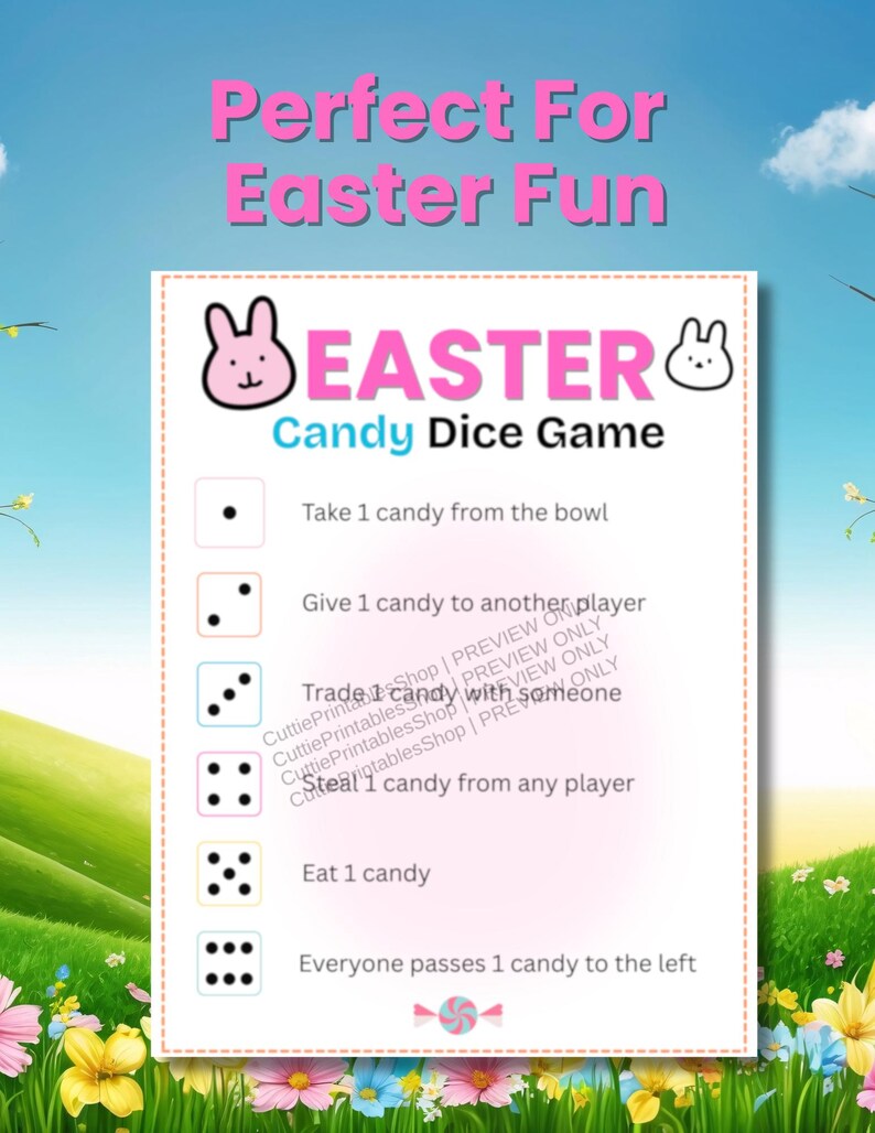 Easter Candy Dice Game | Family Party Activity (instant Download) - Etsy