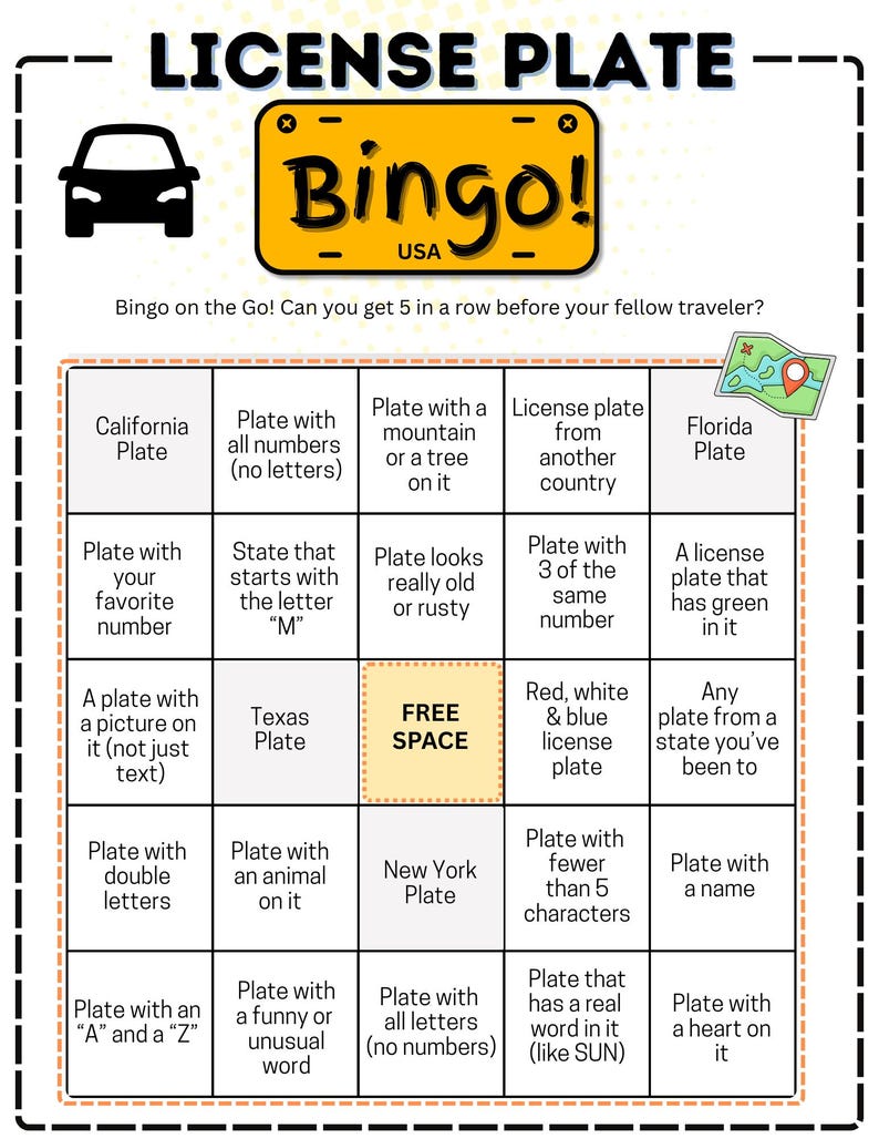 License Plate Bingo – Printable Road Trip Game for Kids Ages 7+ – 4 ...