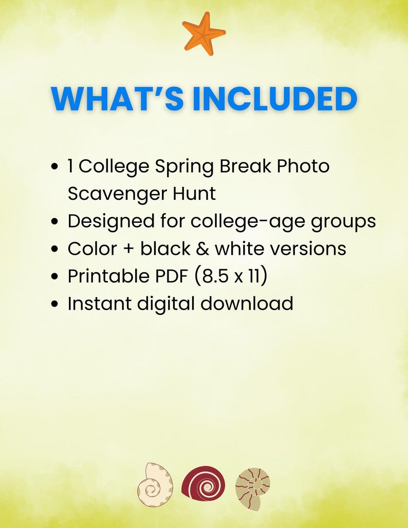 College Spring Break Photo Scavenger Hunt | Spring Break Photo ...