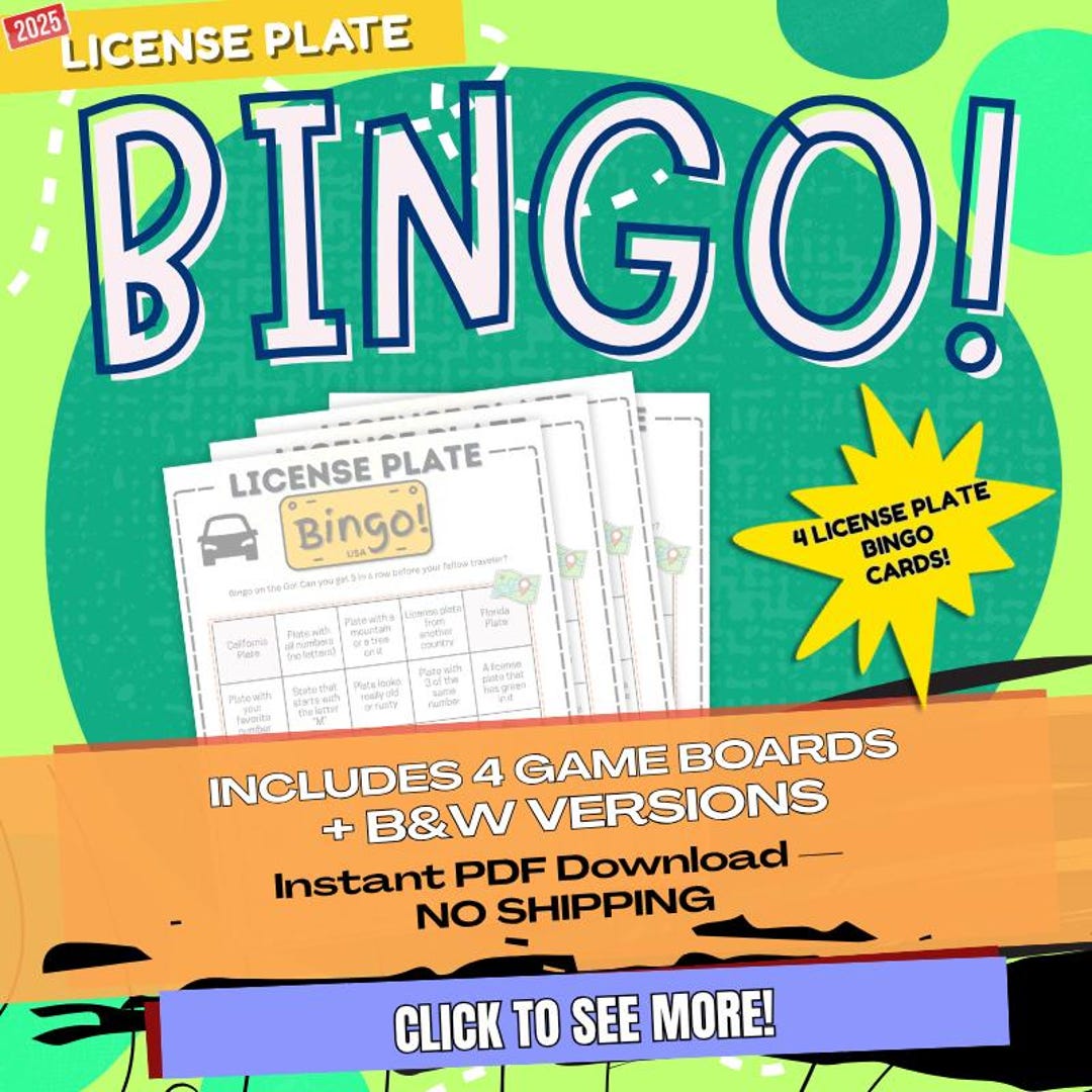 License Plate Bingo – Printable Road Trip Game for Kids Ages 7+ – 4 ...