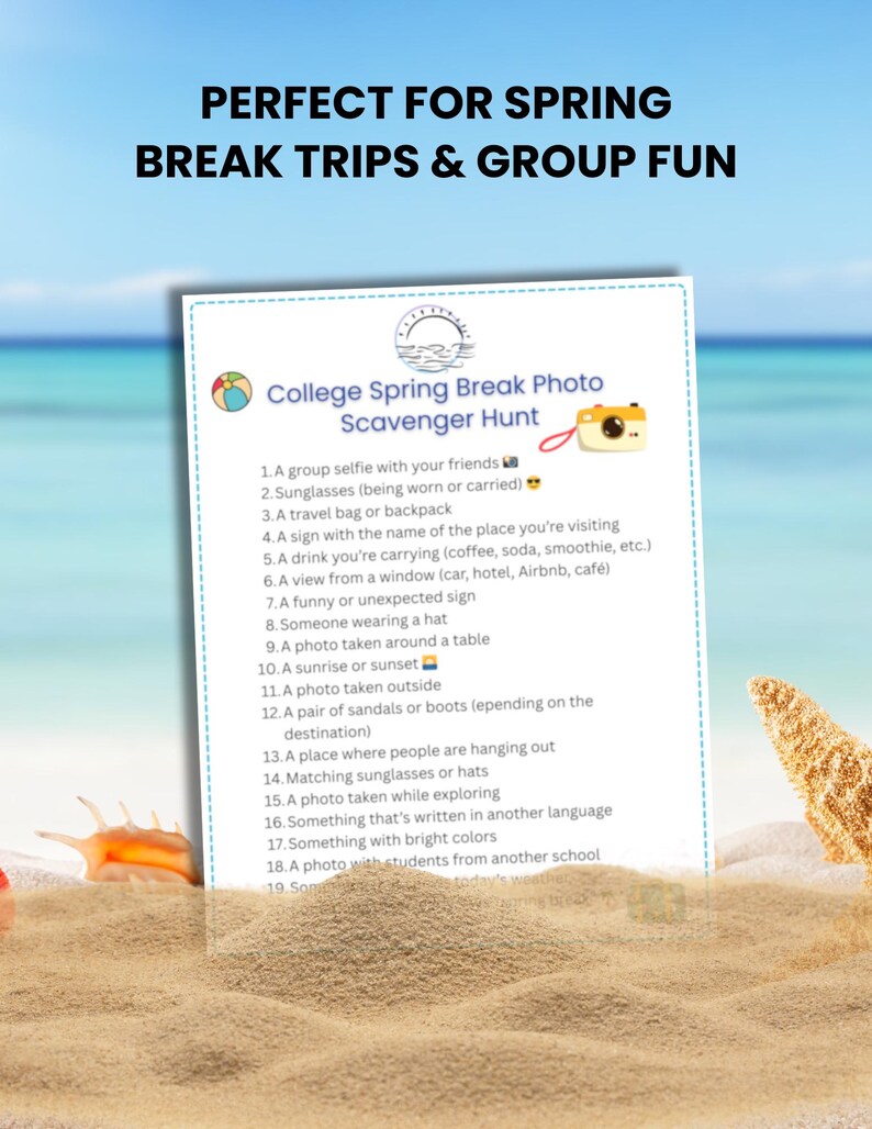 College Spring Break Photo Scavenger Hunt | Spring Break Photo ...