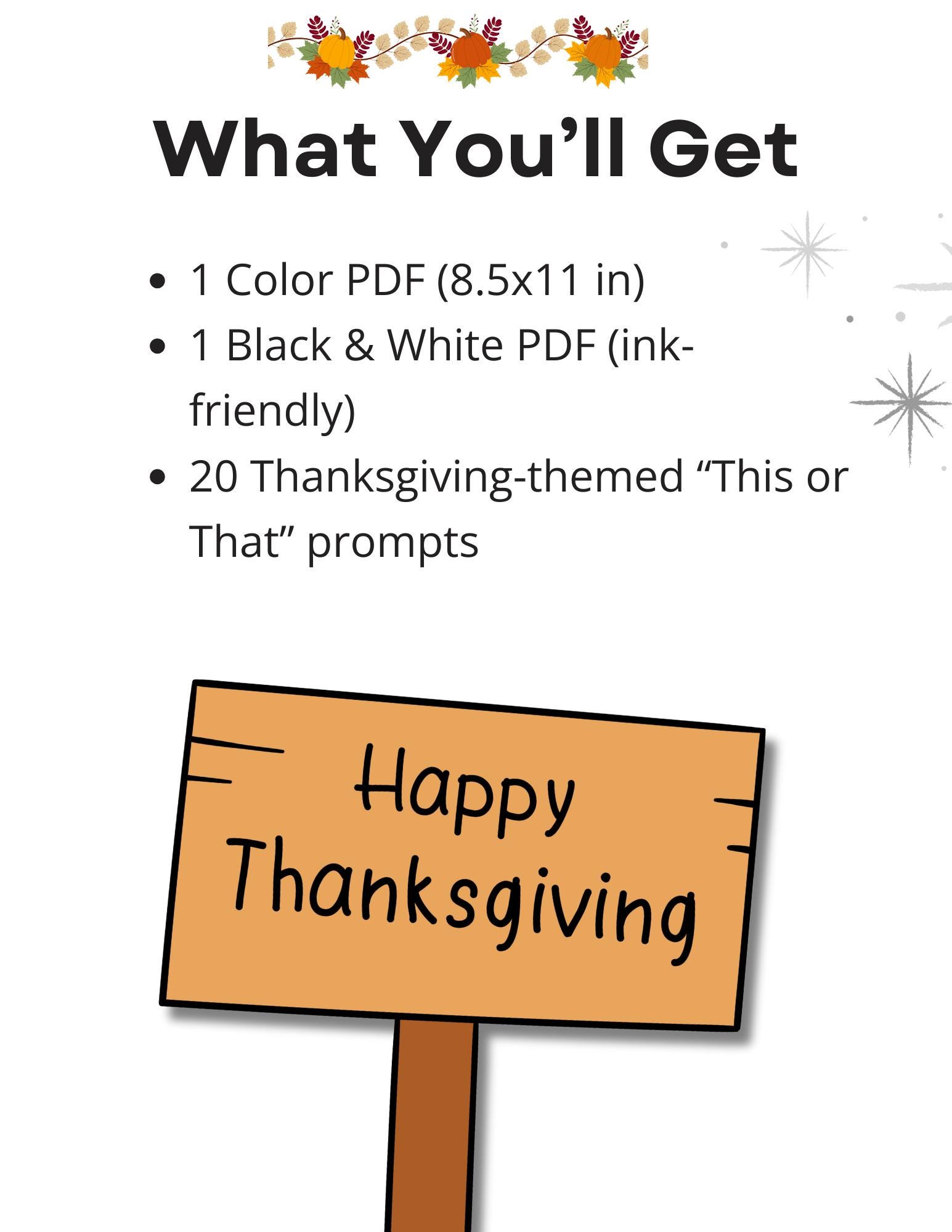 Thanksgiving This or That Game – Printable Party Game (instant Download ...