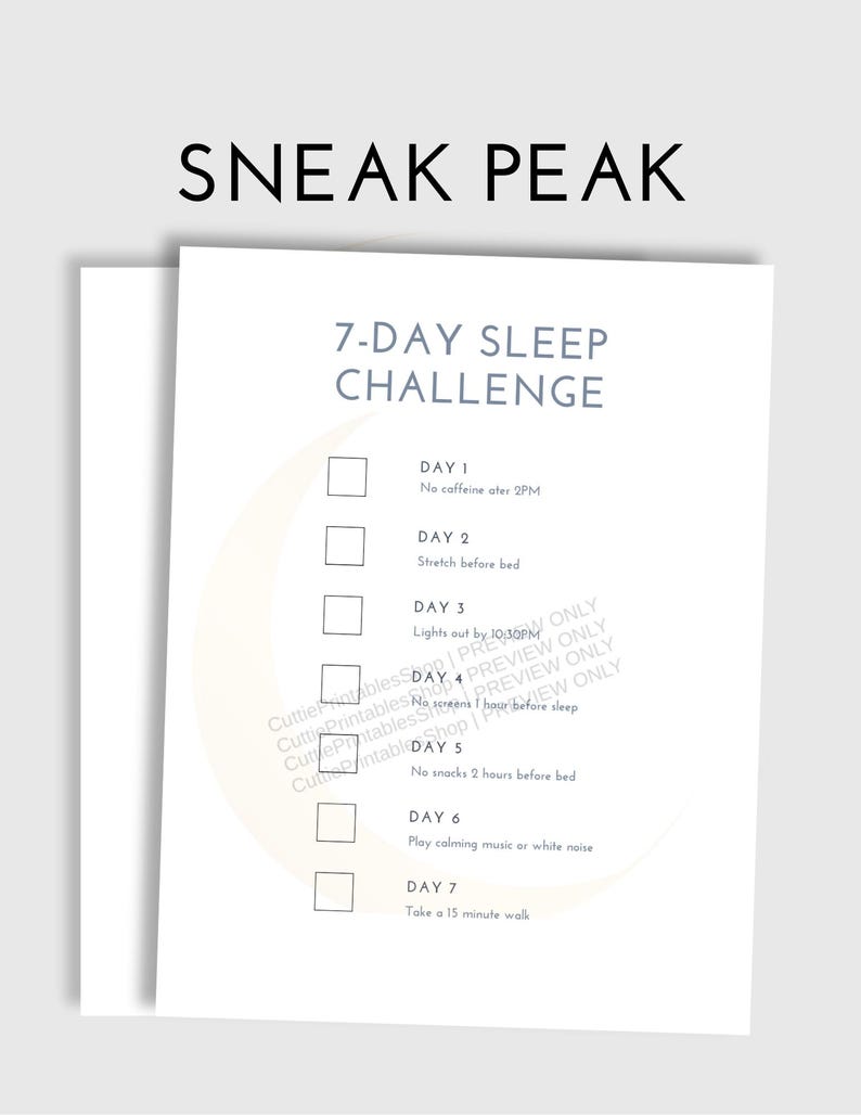 7-day Sleep Challenge Printable | Editable PDF Habit Tracker | Sleep ...