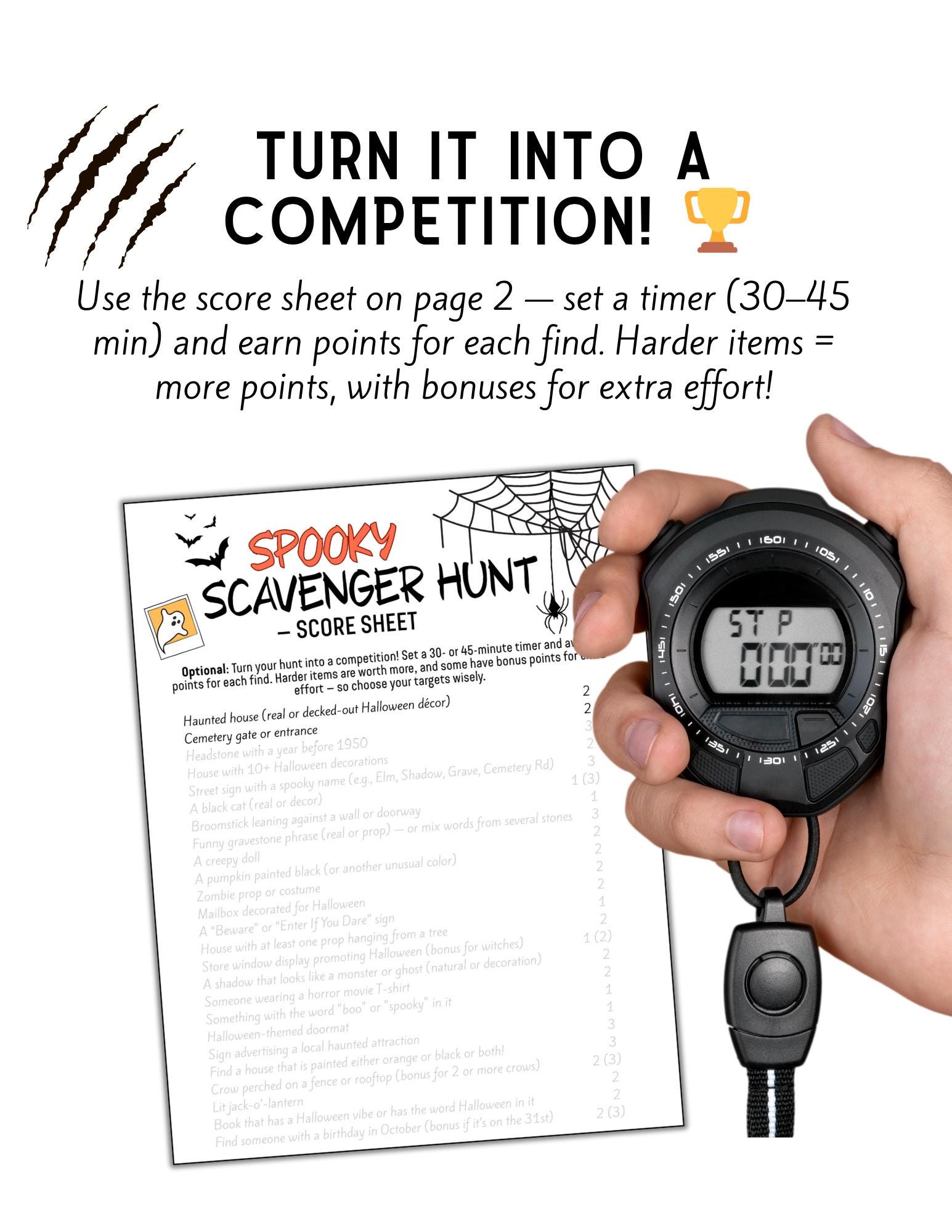 Spooky Halloween Photo Scavenger Hunt – Printable Game With Score Sheet ...