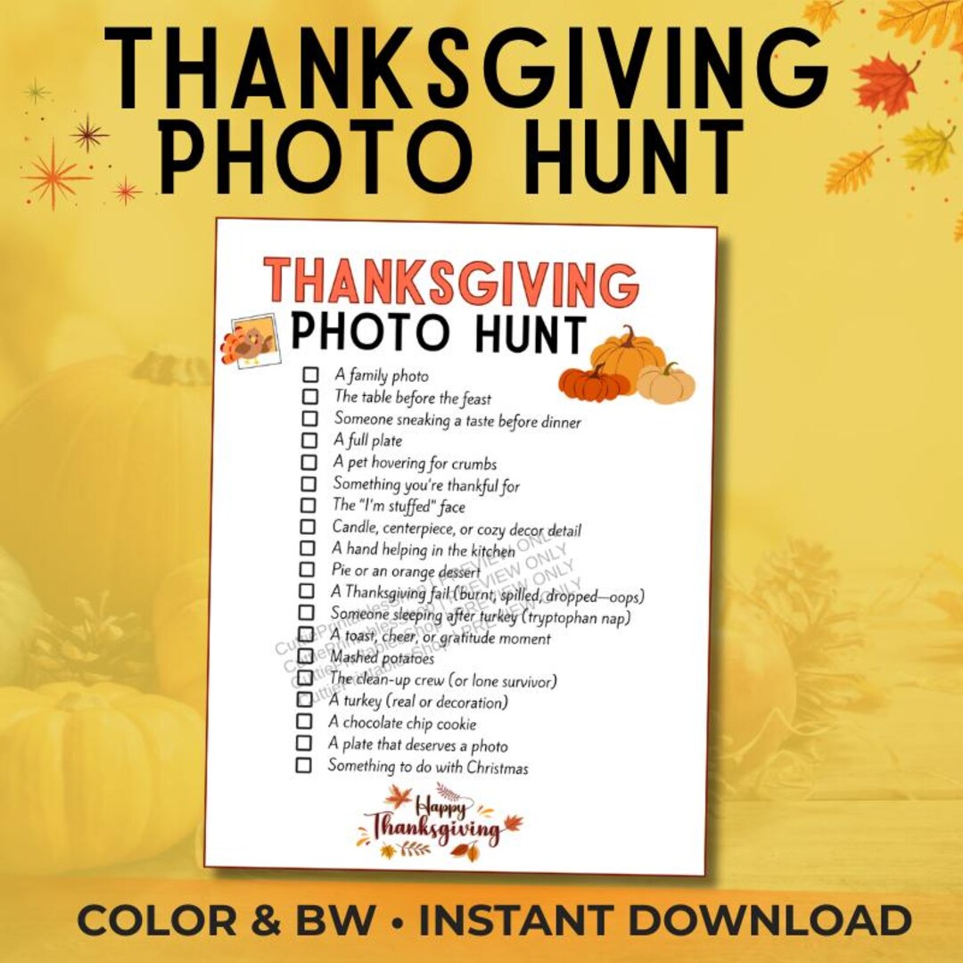 Thanksgiving Photo Hunt Printable | Friendsgiving Game | Family Holiday ...