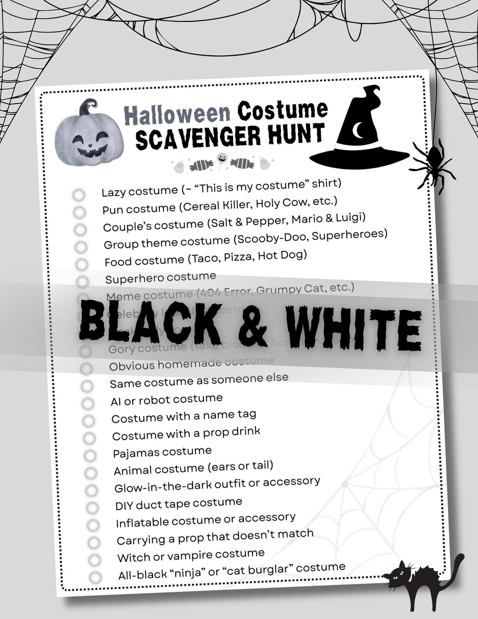 Halloween Costume Scavenger Hunt – Printable Party Game for Teens ...