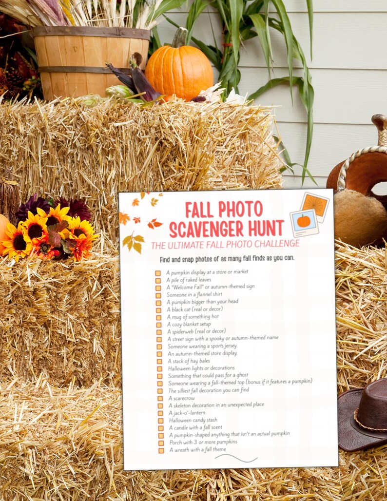 Fall Photo Scavenger Hunt Printable – Autumn Game With Score Sheet ...