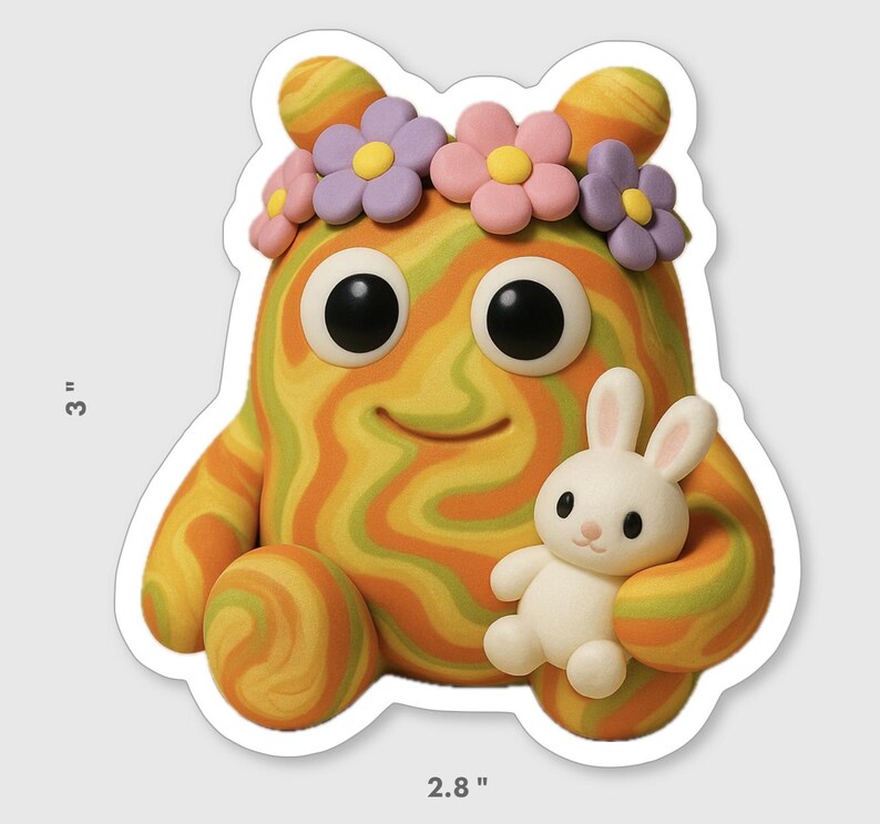 Jules & Baby Bunny - Kawaii Cute Tiny Monster Friends Sticker - Etsy