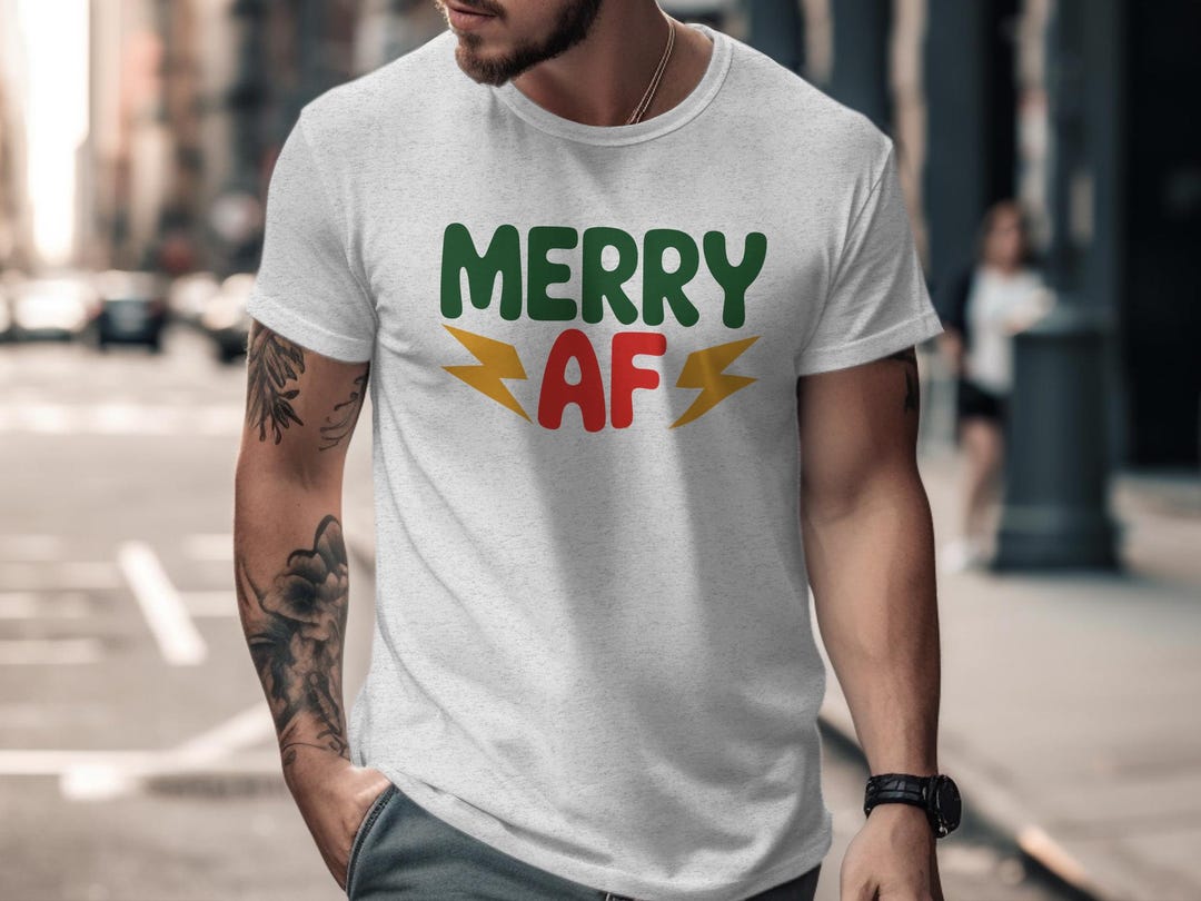 Merry AF Funny Christmas Shirt – Bold Festive Holiday Tee With Attitude ...