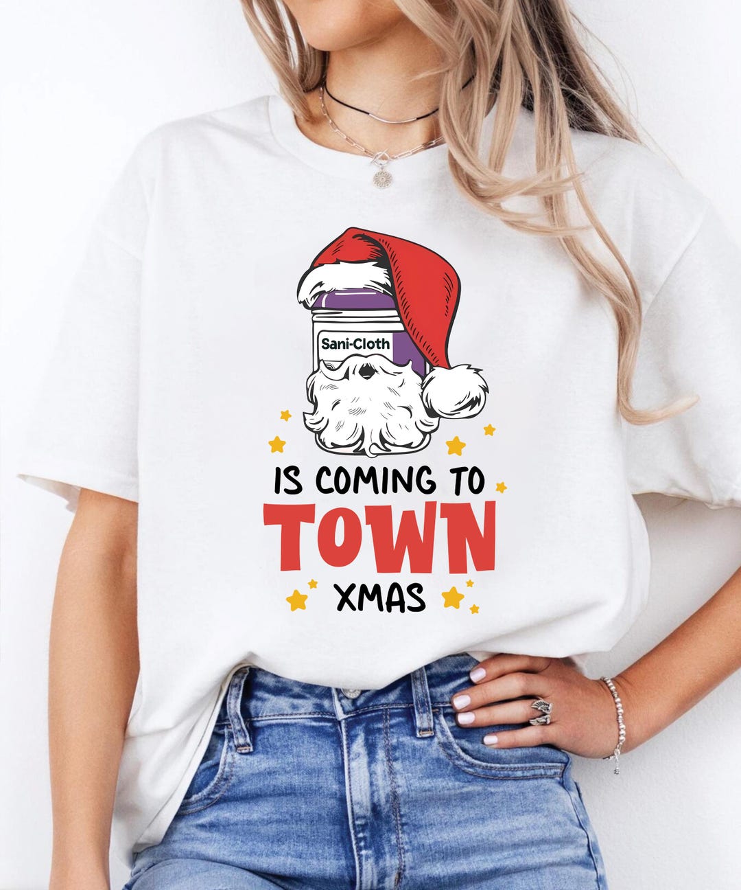 Sani-cloth is Coming to Town Shirt, Nurse Christmas Tee, Santa Claus ...