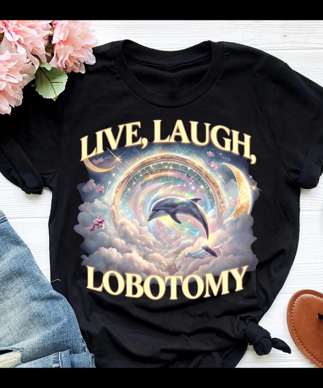 Live Laugh Lobotomy Dolphin PNG, Sea Dolphin Clipart, Ocean Rainbow ...