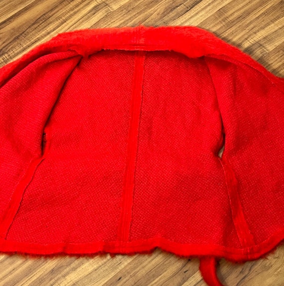 Small to Large 1960s Vintage Red Fuzzy Mohair Belted … - Gem