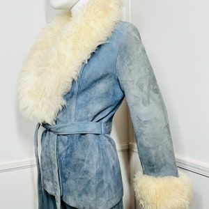 Medium 1970s Vintage Blue Suede Suit With Faux Fur RARE - Etsy