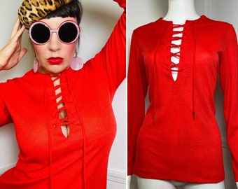 Lace up Front Top - Etsy