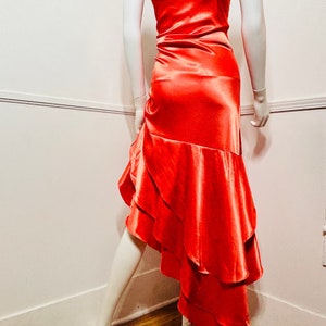 Large to Extra Large Y2K Vintage Orange Satin Prom Gown by Blondie ...