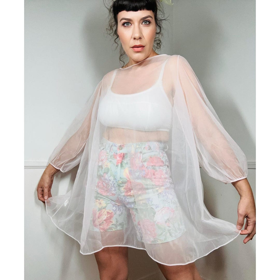 Small to Extra Large 1960s Vintage Pink Sheer Nylon Tulle Nightie by ...