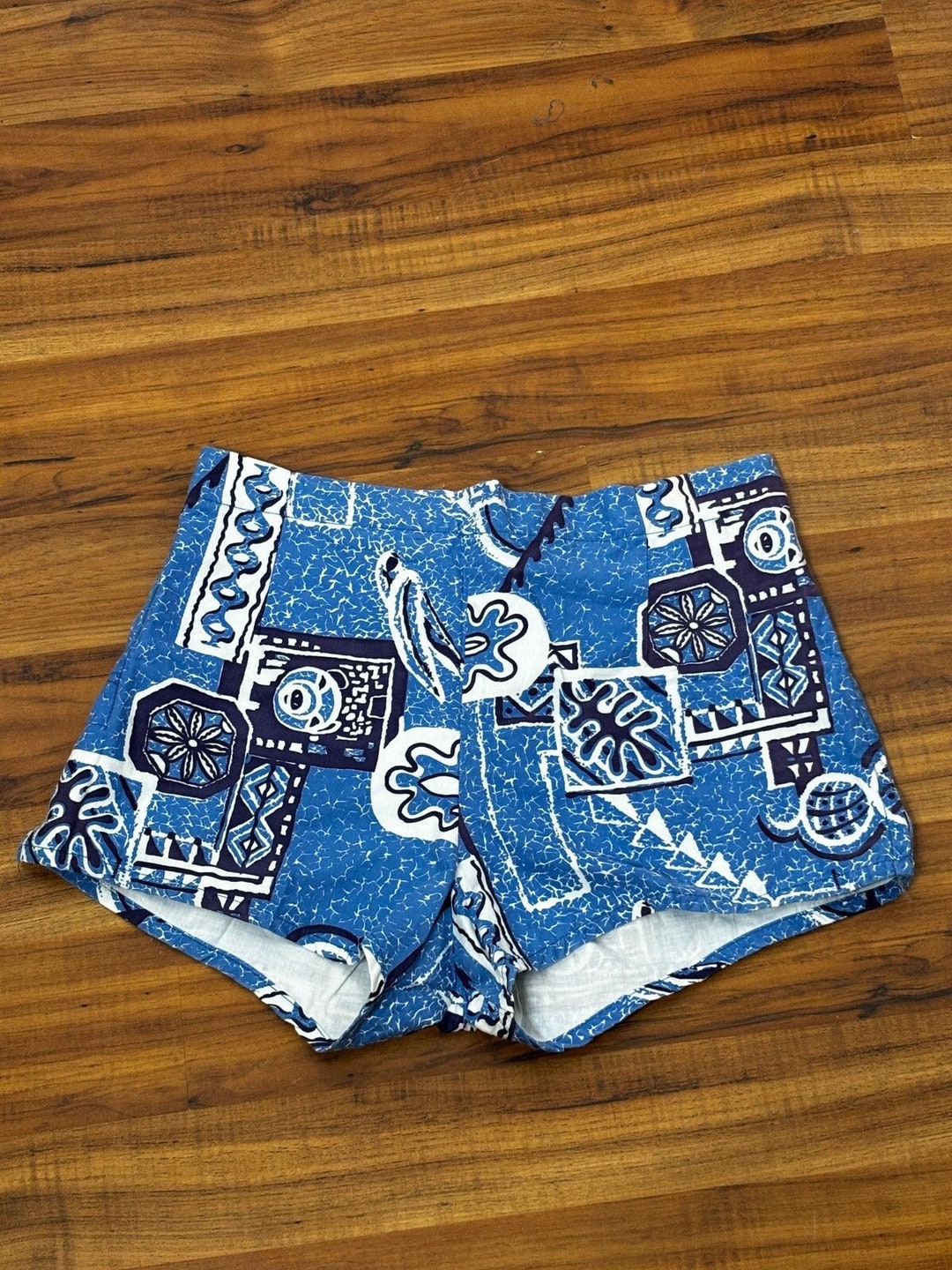 Small 1960s Vintage Mens Blue Cotton Tiki Shorts by Campus - Etsy