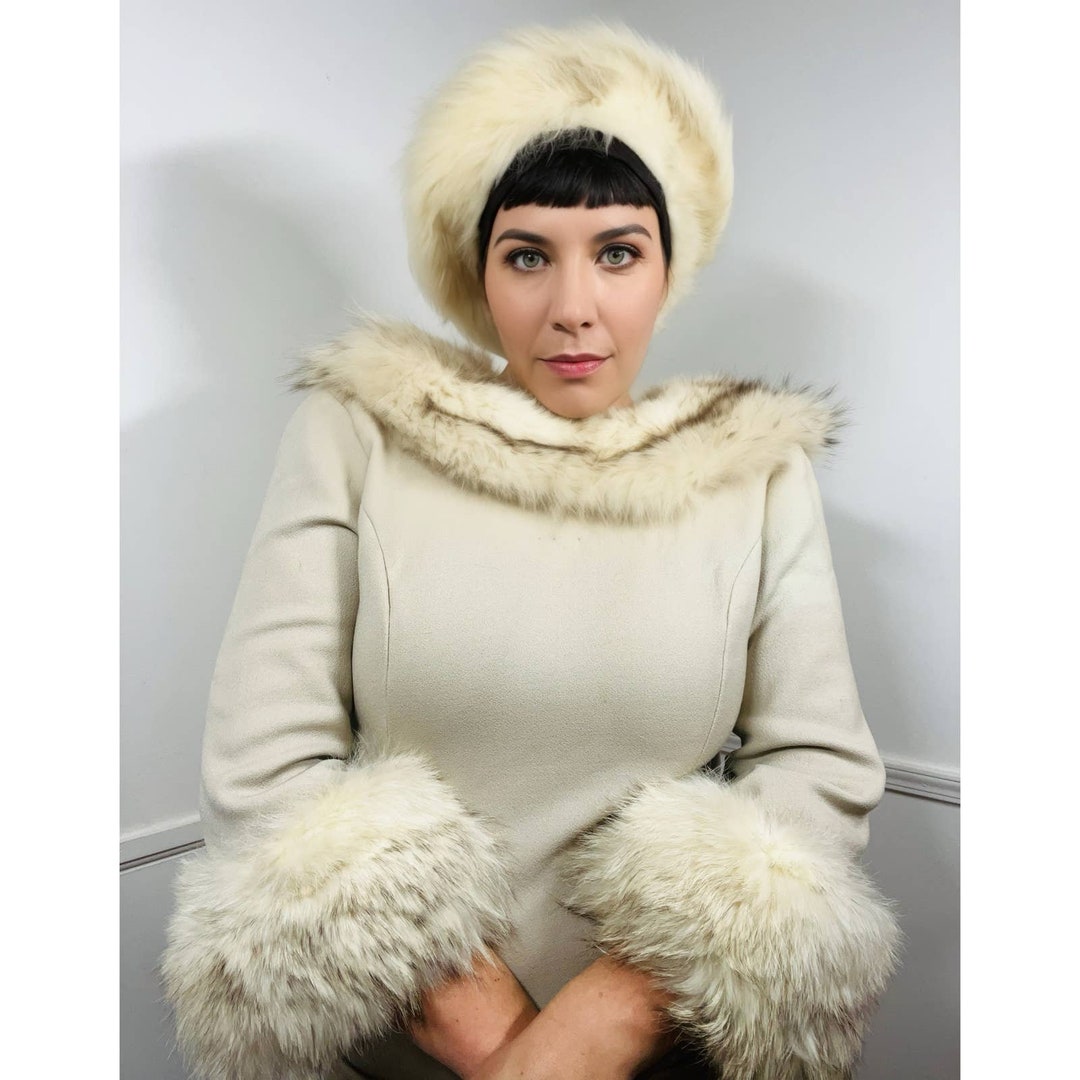 Medium 1960s Vintage Fawn Wool Fox Fur Trimmed Mini Dress - Etsy