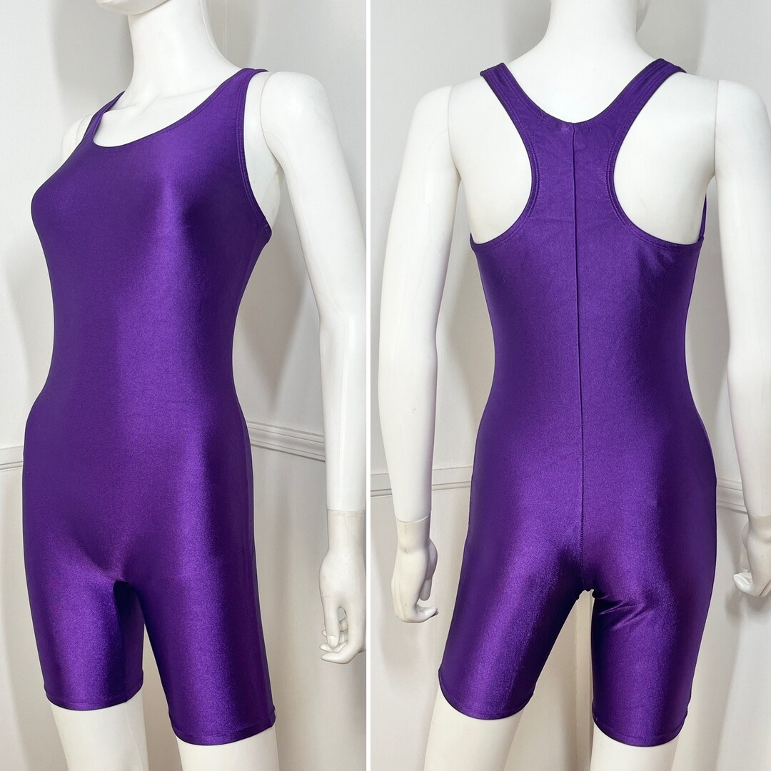 Medium 1980s Vintage Purple Racerback Biketard by the Body Co. - Etsy