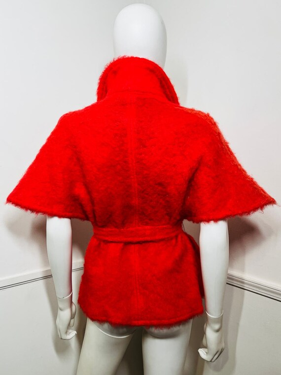 Small to Large 1960s Vintage Red Fuzzy Mohair Belted … - Gem