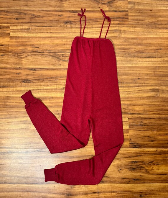 Small 1980s Vintage Raspberry Knit Unitard Dancewear … - Gem