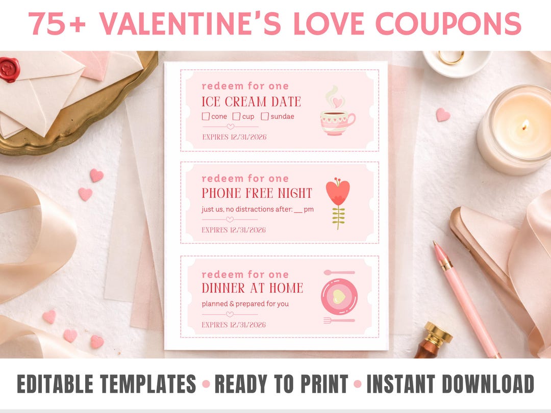 Printable Valentine's Day Love Coupon Book | Canva Editable Template ...