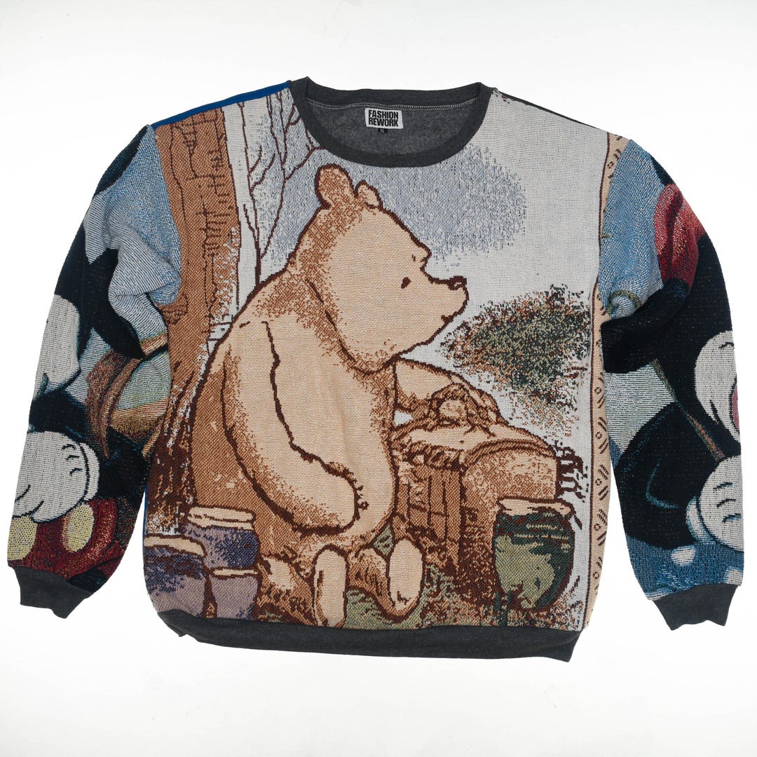 Double Disney Winnie the Pooh Tapestry Blanket Pullover Fashion Rework ...