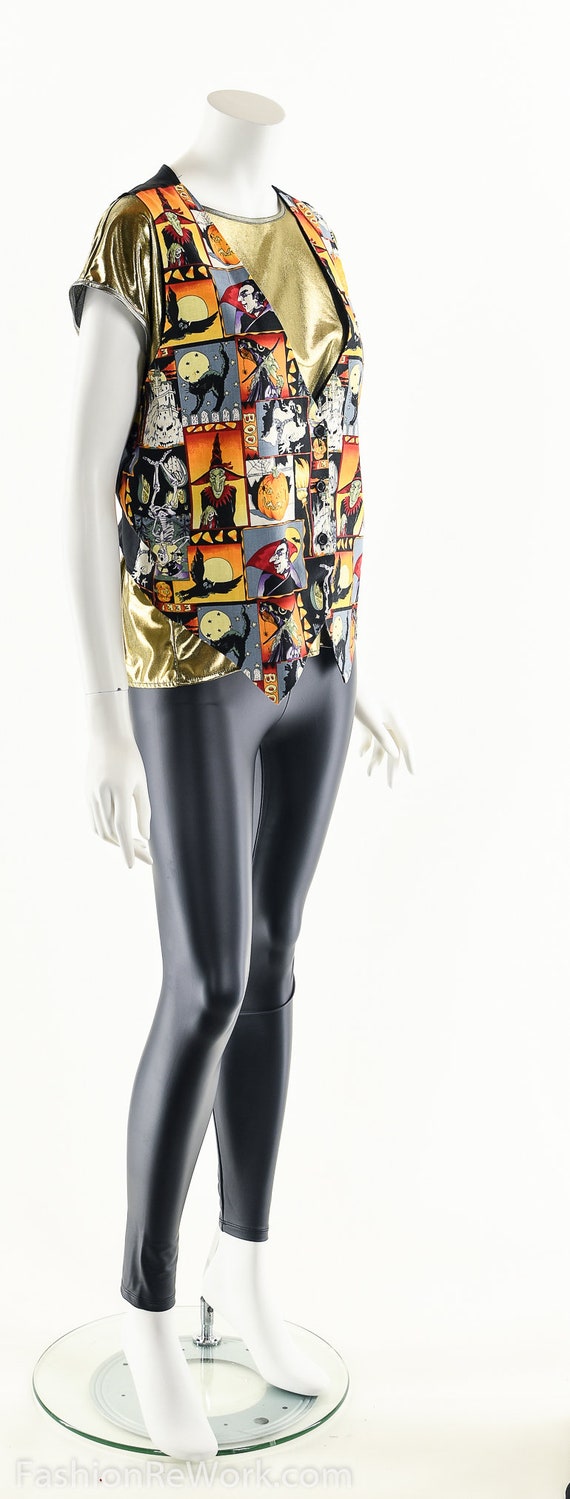 Halloween Witch Pumpkin Vampire Comic Book Vest - Gem